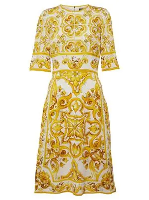 Dolce & Gabbana Majolica Print Silk Blend Midi Dress - Multicoloured