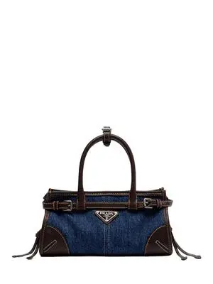 Prada Bonnie Small Denim Top-handle Bag - Blue