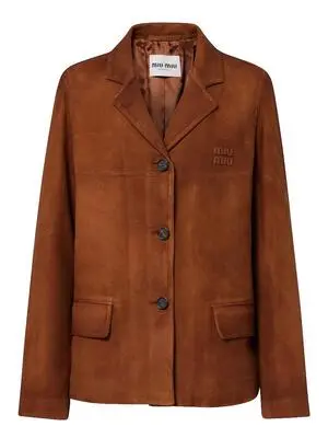 Miu Miu Suede Leather Jacket - Brown
