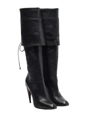Alexander McQueen Horn Heel Leather Knee-high Boots - Black
