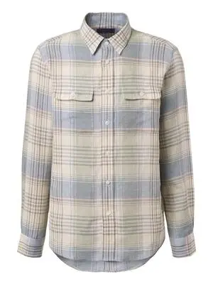 Ralph Lauren Purple Label Plaid Linen Shirt - Blue