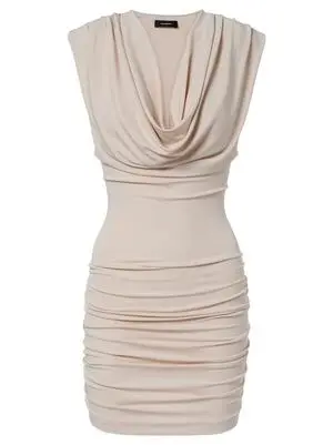 Wardrobe.NYC Wardrobe.NYC Draped Jersey Minidress Beige