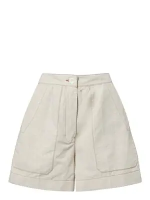 Prada Cotton Linen Chambray Shorts - Beige