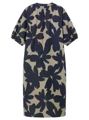 MEIMEIJ Floral Print Belted Midi Dress - Blue