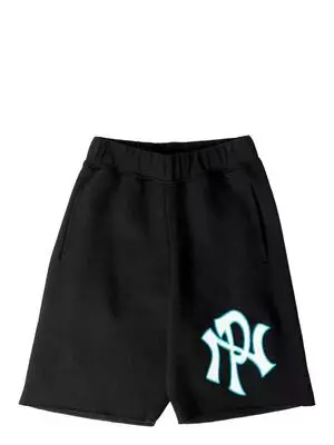 NO PROBLEMO Embroidered Wide Leg Shorts - Black