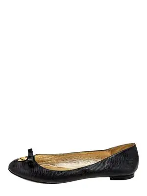 DOLCE & GABBANA Dolce & Gabbana Lizard-Embossed Bow Ballet Flats