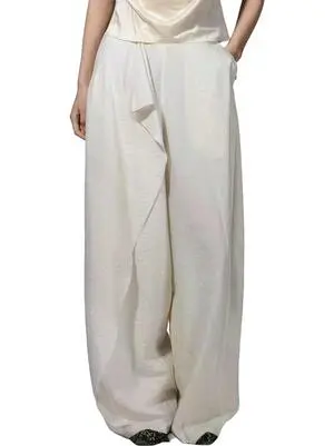 YANGKEHAN Draped Palazzo Pants - White