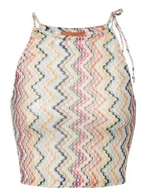 Missoni Zigzag Knit Cropped Halter Top - Multicoloured