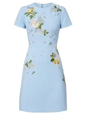 Carolina Herrera Embroidered Mini Dress - Blue