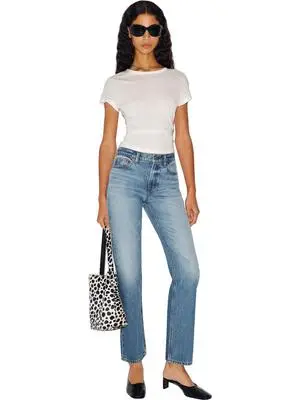 REFORMATION Leda Mid Rise Straight Leg Jeans - Blue