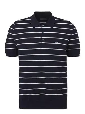 Prada Striped Cotton Polo Shirt - Blue