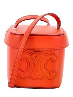 Celine Cuir Triomphe Box Bag Leather Small Bucket Bag - Red