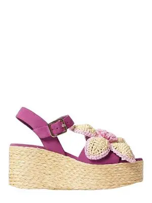 PALOMA BARCELO Paloma Barcelò Heeled Platform Sandals With Floral Embellishments