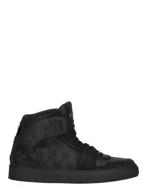 Philipp Plein Embellished Leather High-top Sneakers - Black