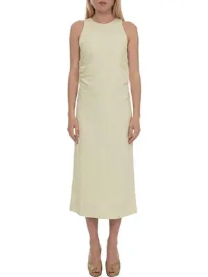 BOSS Sleeveless Midi Dress With Ruching - Green