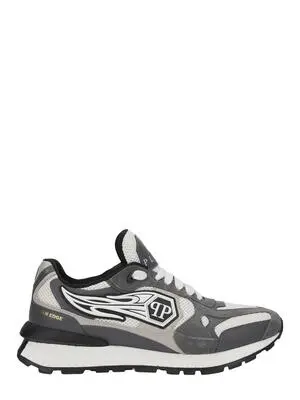 Philipp Plein Leather And Mesh Low Top Sneakers - Grey