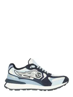 Philipp Plein Leather And Mesh Low Top Sneakers - Turquoise