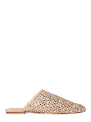 STUART WEITZMAN Embellished Mesh Nylon Flat Mules - Gold