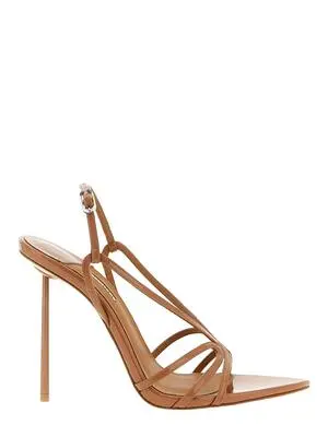 LE SILLA Eugenie Patent Leather Slingback Sandals - Brown