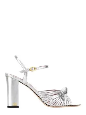 Valentino Garavani Annet Laminated Leather High Heel Sandals - Silver