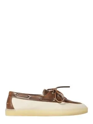 SUMMERY COPENHAGEN Leather And Canvas Loafers - Brown
