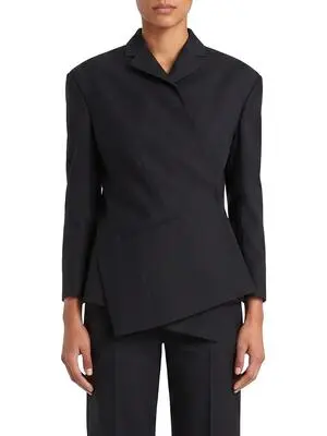 Khaite Asymmetrical Wool And Silk Blazer - Black