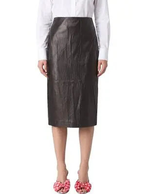Ermanno Scervino Lambskin Leather Pencil Skirt - Black