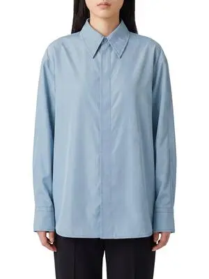 Bottega Veneta Long-sleeve Viscose And Silk Blend Shirt - Blue