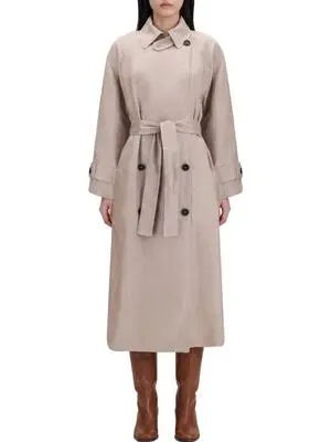 Brunello Cucinelli Double-breasted Linen Trench Coat - Pink