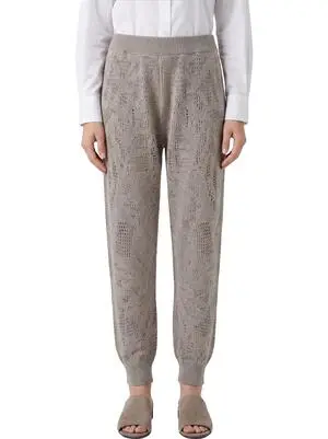 Brunello Cucinelli Sequined Cotton And Linen Trousers - Beige