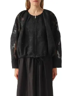 MEIMEIJ Embroidered Fil Coupe Jacquard Bomber Jacket - Black