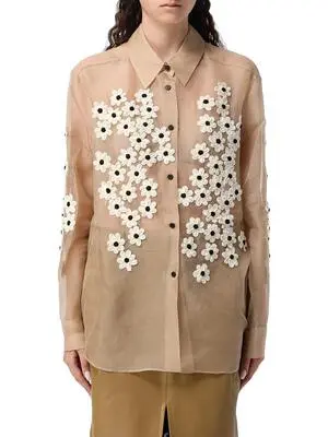 Khaite Argo Silk Organza Shirt With Floral Appliqu - Multicolor