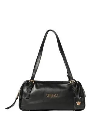 Versace Versace Smooth Lambskin Tag Shoulder Bag Black