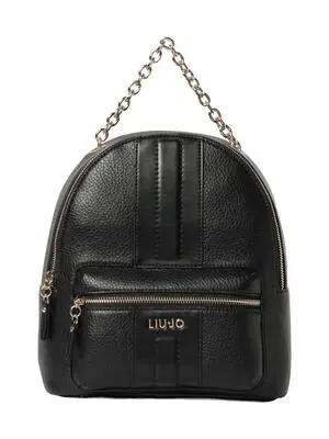 Liu Jo Faux Leather Backpack With Metallic Mesh Top Handle - Black