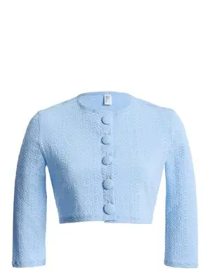 Lisa Marie Fernandez Seersucker Cropped Button-front Cardigan - Blue