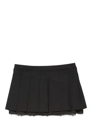 Acne Studios Pleated Mini Skirt With Lace Trim - Black