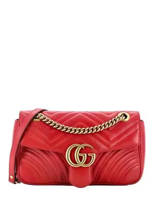 Gucci Gg Marmont Matelassé Leather Medium Shoulder Bag - Red