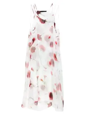 ALAINPAUL Carnation-print Silk Dress - White