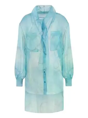 Giorgio Armani Floral Print Silk Shirt - Blue