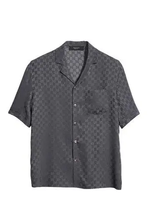 Gucci Gg Silk Jacquard Bowling Shirt - Grey