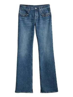 Gucci Stretch Cotton Denim Pants With Horsebit Detail - Blue