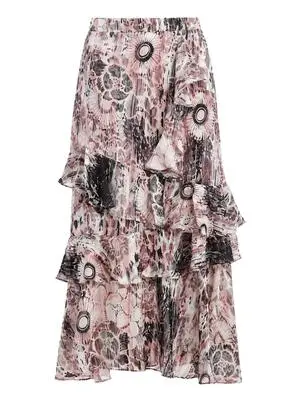 SMART AND JOY Maxi Skirt With Ruffles And Floral Print - Pink