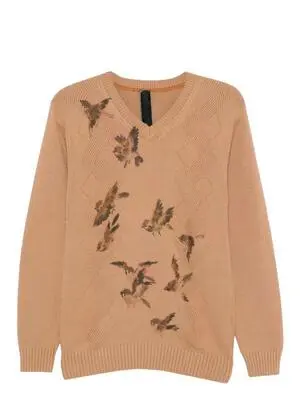 KA WA KEY V-neck Diamond Sweater - Neutrals