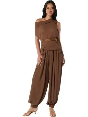 NICHOLAS Nicholas Ryane Asymmetrical Draped Top Mocha