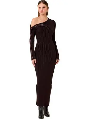 NICHOLAS Adina Knit Maxi Dress With Button Detail - Espresso