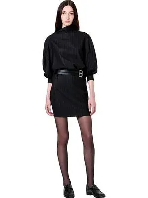 NICHOLAS Anika Dress With Pinstripe Detail And High Neck - Black