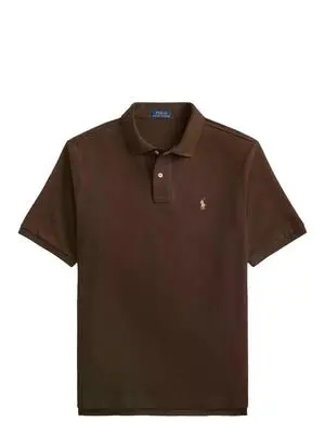 Polo Ralph Lauren Mesh-knit Embroidered-logo Polo Shirt - Brown