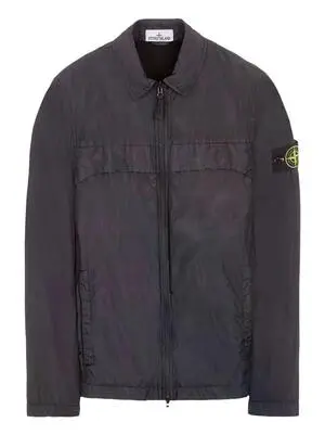 Stone Island Logo-patch Zip-up Overshirt - Grey