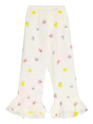 Sleeper Cha-cha Floral-print Ruffled Trousers - Neutrals