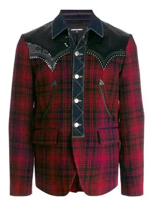 Dsquared2 Denim-trim Plaid Blazer - Red